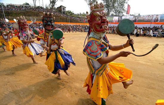 Monpa Mask Dancers Performing Their Traditional Editorial Stock Photo ...