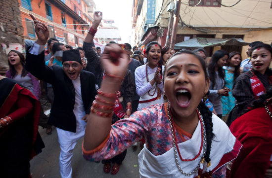 Young Newari Boys Girls Wearing Traditional Editorial Stock Photo ...