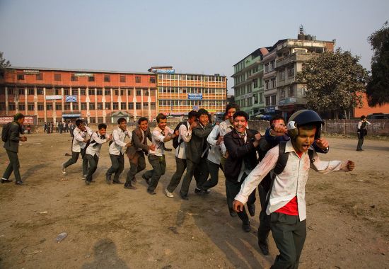 Nepalese College Students Play After Smearing Editorial Stock Photo ...