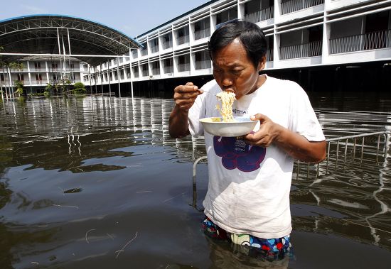 Thai Employee Eats Instant Noodles Outside Editorial Stock Photo ...