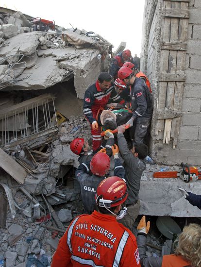 Rescue Workers Carry Wounded Man Collapsed Editorial Stock Photo ...
