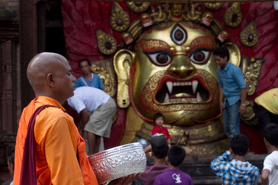Nepalese Buddhist Monk Stands Beg Front Editorial Stock Photo - Stock ...