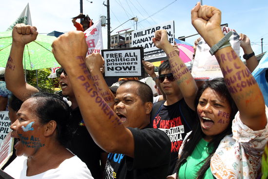 Filipino Protesters Shout During Rally On Editorial Stock Photo - Stock ...
