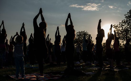 Yogi Practitioners Practice Yoga Asana During Editorial Stock Photo ...