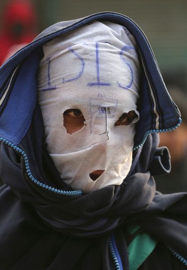 Kashmiri Muslim Protester Wears Mask Isis Editorial Stock Photo - Stock ...