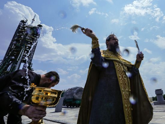 Orthodox Priests Bless Russian Soyuz Ms01 Editorial Stock Photo - Stock ...