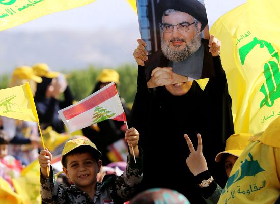Hezbollah Supporters Wave Hezbollah Flags Carry Editorial Stock Photo ...