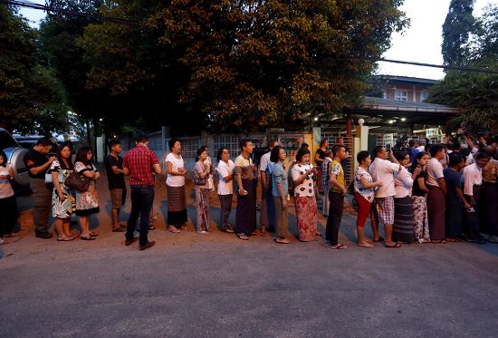 People Queue Outside Poll Station Cast Editorial Stock Photo - Stock ...