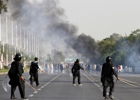 Policemen Fire Tear Gas Shells Disperse Editorial Stock Photo - Stock ...