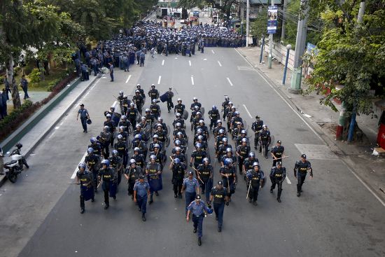 Filipino Riot Police March Off Along Editorial Stock Photo - Stock ...