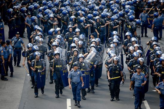 Filipino Riot Police March Off Along Editorial Stock Photo - Stock ...