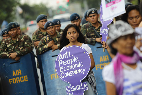 Filipino Activist Woman Displays Placard Philippine Editorial Stock ...