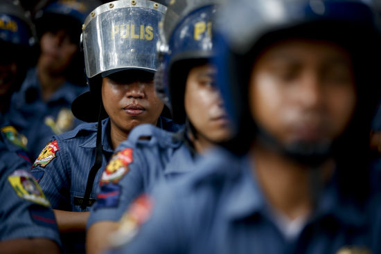 Filipino Riot Police Stand Guard Front Editorial Stock Photo - Stock ...