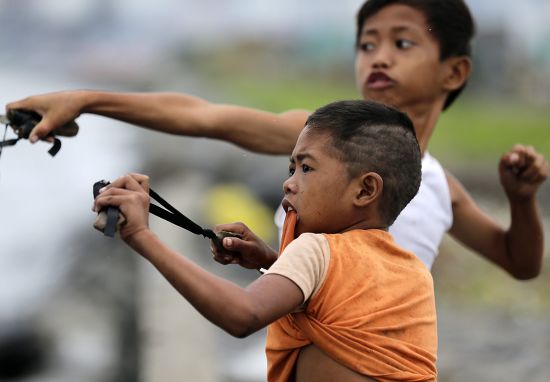 Filipino Children Play Slingshots Coastal Village Editorial Stock Photo ...