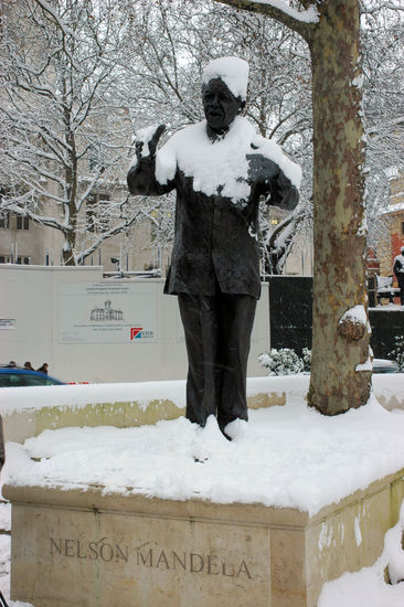 Statue Nelson Mandela Covered Snow Parliament Editorial Stock Photo ...