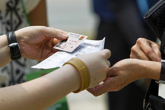 Polling Officer Checks Voters Identification Card Editorial Stock Photo ...