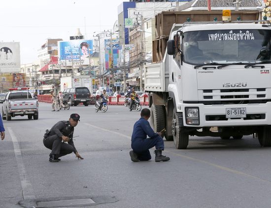 Thai Police Officers Take Cover After Editorial Stock Photo - Stock ...
