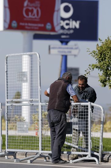 Turkish Workers Place Security Barriers Secure Editorial Stock Photo ...