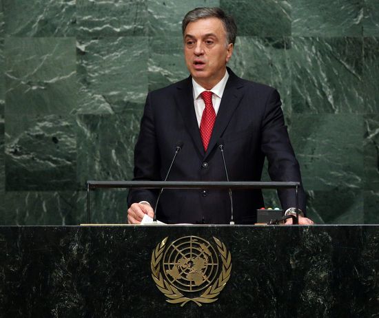 Filip Vujanovic President Montenegro Delivers His Editorial Stock Photo ...