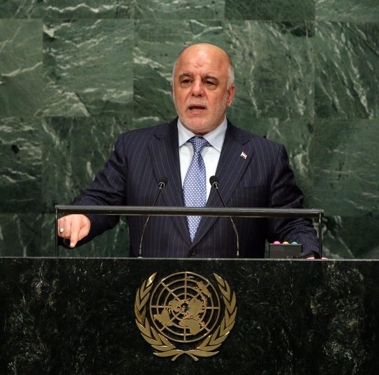 Haider Alabadi Prime Minister Iraq Delivers Editorial Stock Photo ...