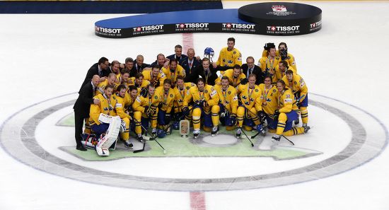 Players Sweden Pose Trophy Photographers During Editorial Stock Photo ...