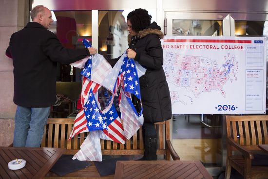 Two Persons Remove American Flag During Editorial Stock Photo - Stock ...