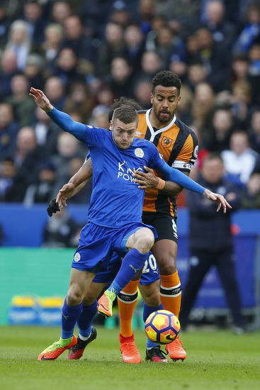 Jamie Vardy Competes Tom Huddlestone During Editorial Stock Photo ...