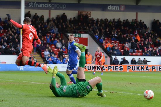 Walsalls Simeon Jackson Oldhams Goalkeeper Connor Editorial Stock Photo ...