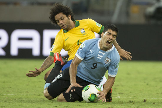 Brazils Marcelo Back Brings Down Uruguays Editorial Stock Photo - Stock ...