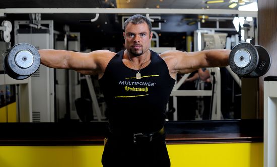 Bodybuilder Daniel Hill Demonstrates Lifting Technique Editorial Stock ...