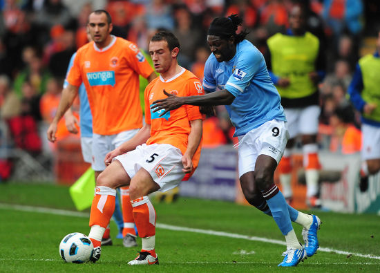Neal Eardley Blackpool Emmanuel Adebayor Manchester Editorial Stock ...