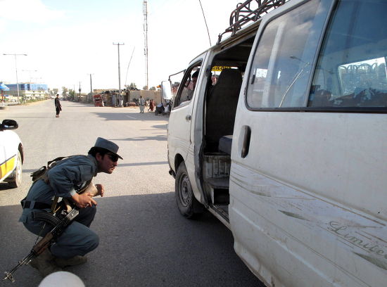 Afghan Policemen Inspect Vehicle Check Post Editorial Stock Photo ...