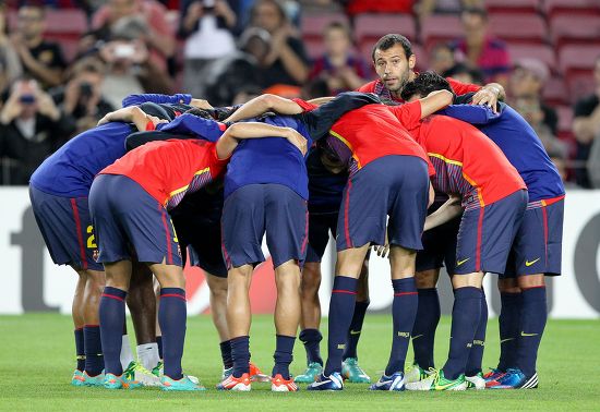 Fc Barcelona Team Have Huddle Prior Editorial Stock Photo - Stock Image ...