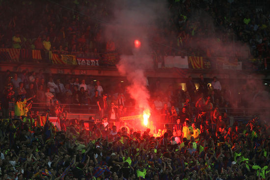 Barcelona Fans Light Flares Editorial Stock Photo - Stock Image ...