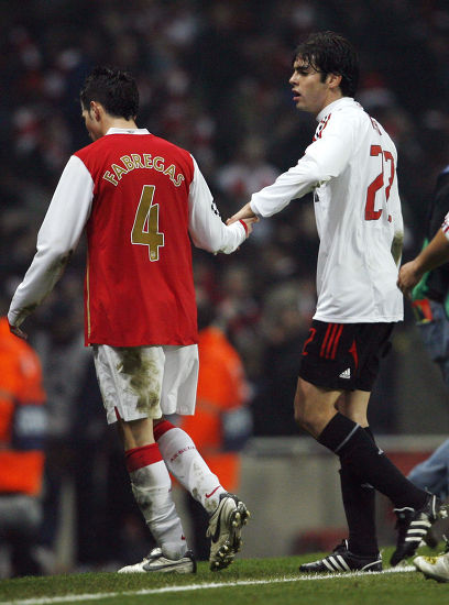 Kaka Ac Milan Shakes Hands Cesc Editorial Stock Photo - Stock Image ...