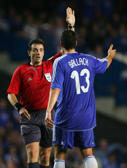 Michael Ballack Chelsea Faces Referee Kyros Editorial Stock Photo ...