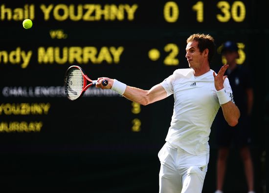 Andy Murray Action Against Mikhail Youzhny Editorial Stock Photo ...