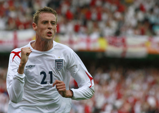 Peter Crouch England Celebrates After Scoring Editorial Stock Photo ...