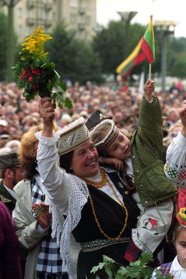 Lithuanian People Gather On Square Independence Editorial Stock Photo ...