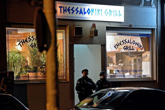German Police Officers Stand Restaurant Where Editorial Stock Photo ...
