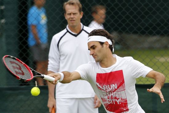 Roger Federer Switzerland Returns Ball Next Editorial Stock Photo ...