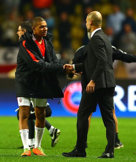 Kylian Mbappe Monaco Shakes Hands Manchester Editorial Stock Photo ...