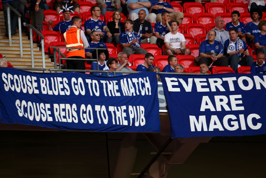 Everton Banner Mocking Their Liverpool Rivals Editorial Stock Photo ...