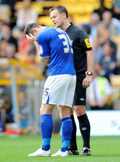Referee Stuart Atwell Talks David Nugent Editorial Stock Photo - Stock ...