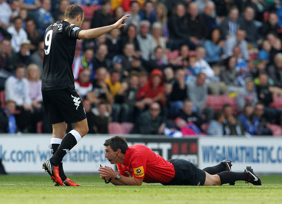 Referee Mr Lee Probert Takes Knock Editorial Stock Photo - Stock Image ...