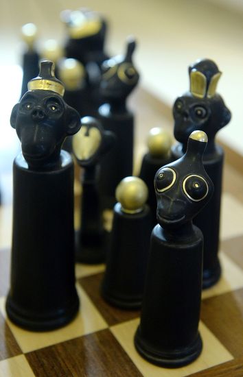 Porcelain Monkey Chess Set On Display Editorial Stock Photo - Stock ...
