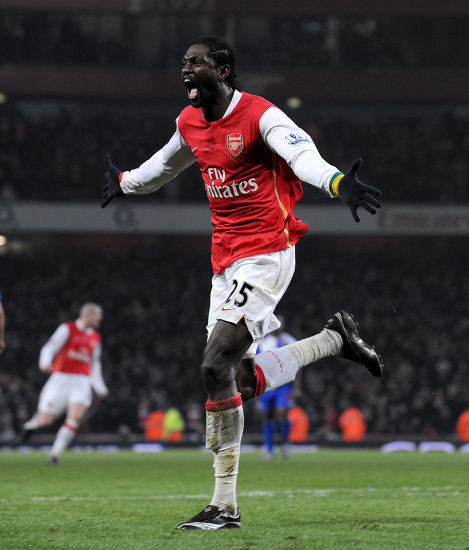 Emmanuel Adebayor Arsenal Celebrates After Scoring Editorial Stock ...