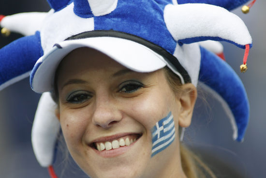 Female Greece Fan Jester Hat Editorial Stock Photo - Stock Image ...