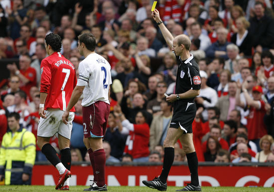 Referee Mr Mike Riley Shows Yellow Editorial Stock Photo - Stock Image ...