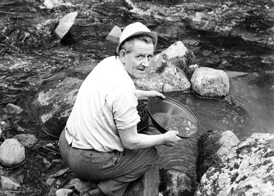 Panning Gold Stream That Passes His Editorial Stock Photo - Stock Image ...